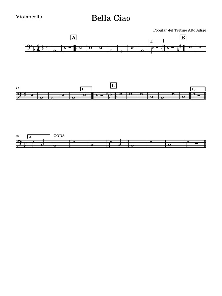 Bella Ciao 04-Violoncello | PDF