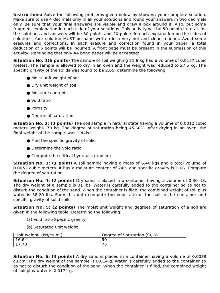 Problem-Set-No.-01 | PDF | Natural Materials | Soil Science
