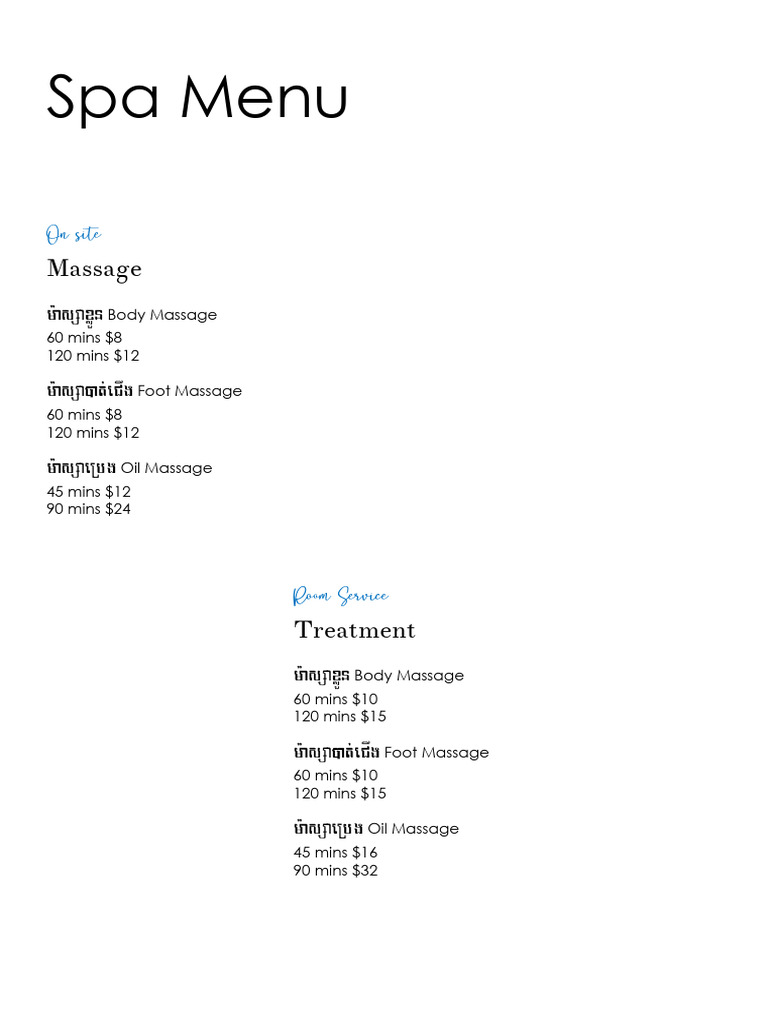 Spa Menu | PDF