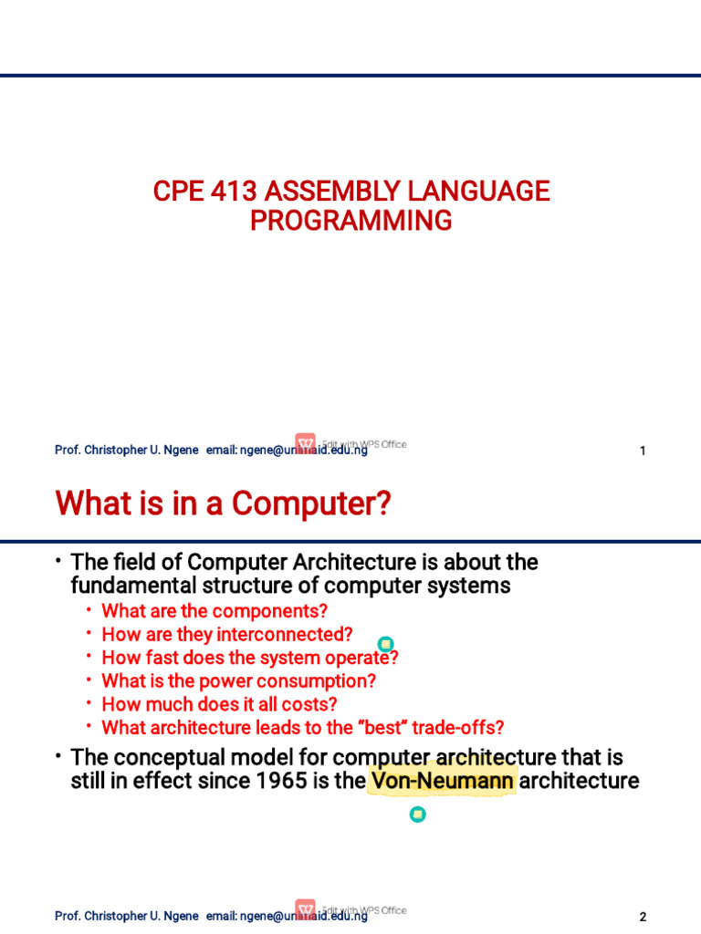 1 CPE 413 Overview of x86 Architecture-1 | PDF | Assembly Language | Central Processing Unit