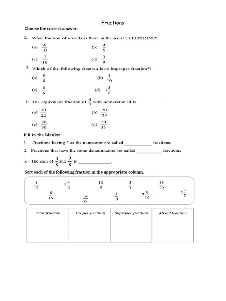 Fractions 1 | PDF