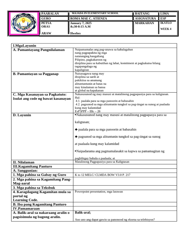 ESP5-Q3-W4-Jan.7-2025 | PDF