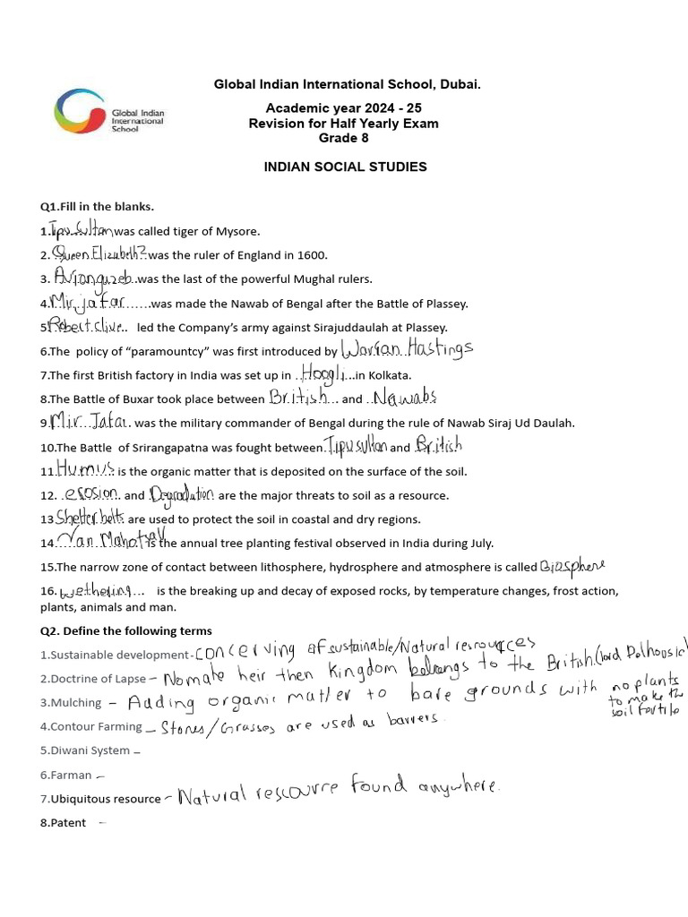 Gr8 SST Sample - Revision Paper | PDF