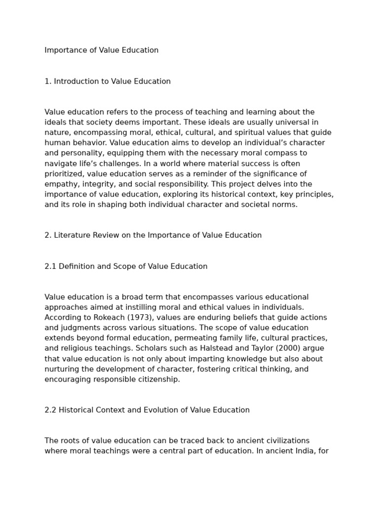 Importance of Value Education by nitish SIR | PDF | Morality | Compassion