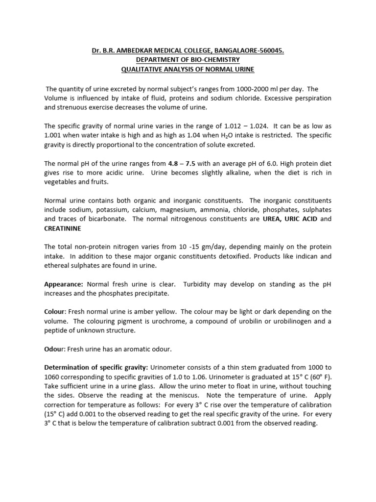 Normal Urine Qualitative Analysis Guide | PDF | Urine | Urea
