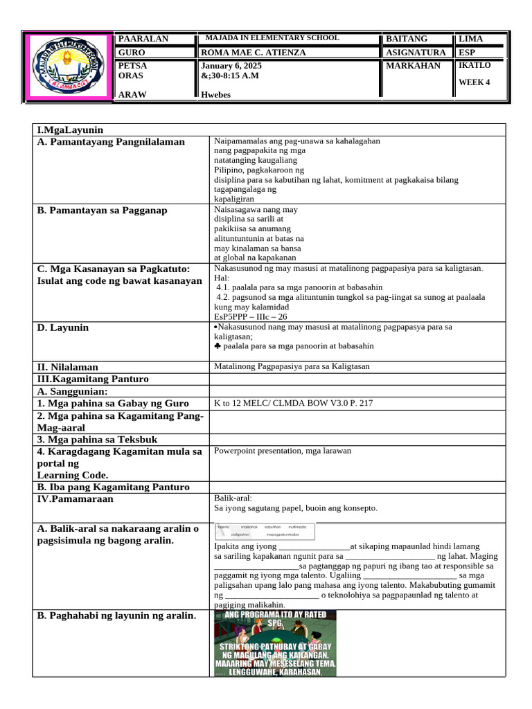 ESP5 Q3 W4 Jan.6 2025 | PDF