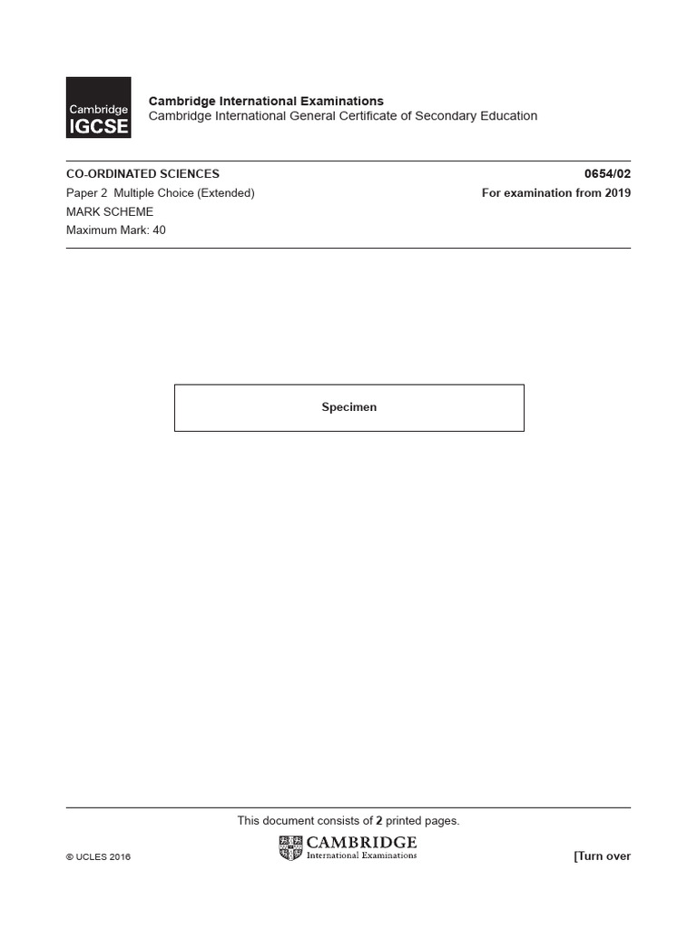 Coordinated Sciences Exam Mark Scheme | PDF