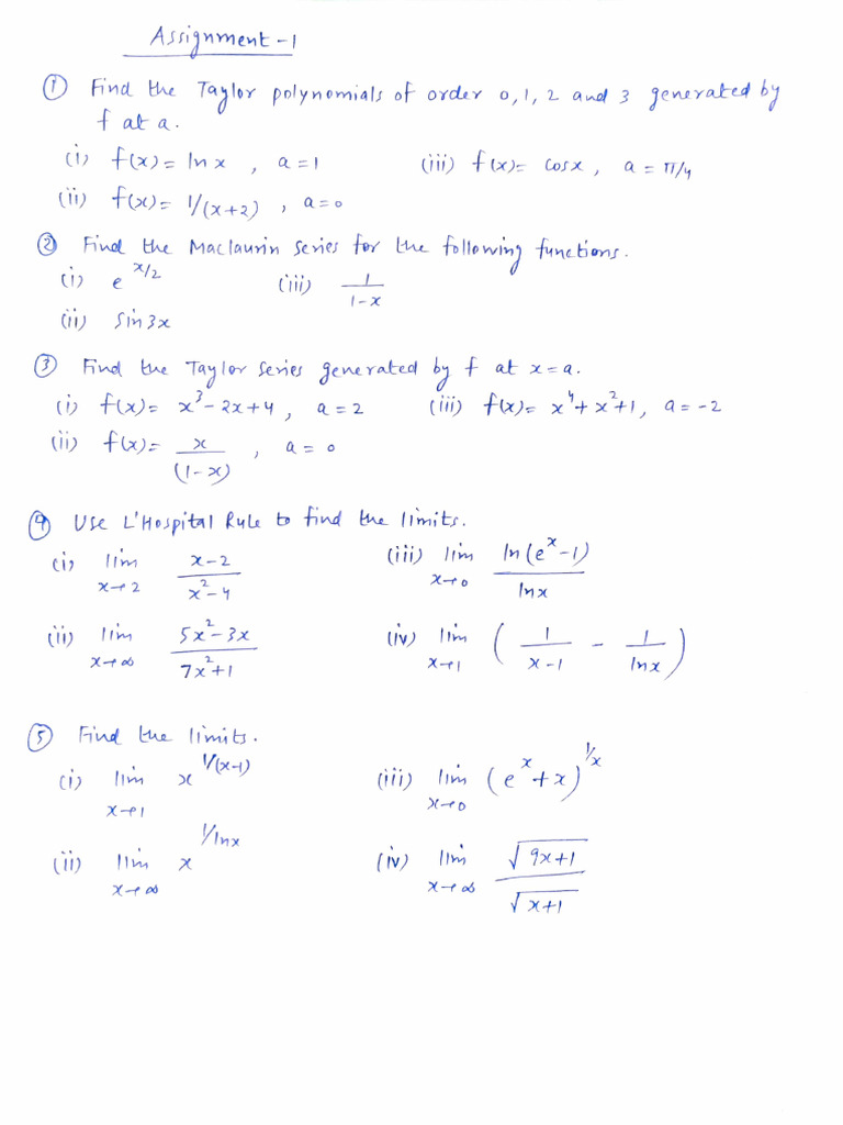Mathematics 1 Assignment 1,2 | PDF