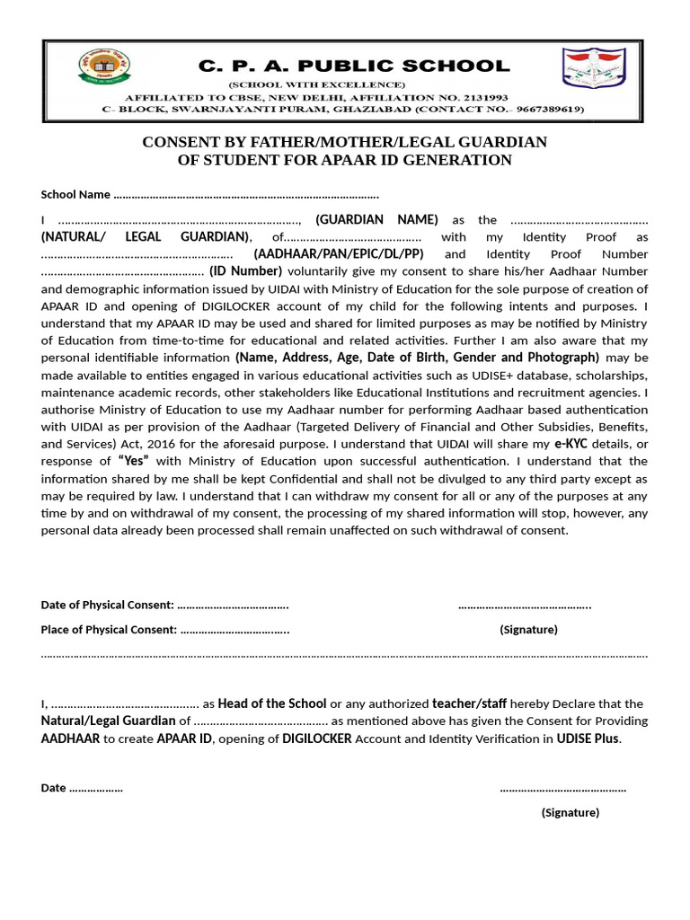 Appar Id Consent Form | PDF | Human Rights | Government And Personhood