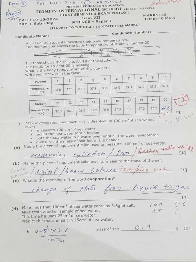 Grade 7 - Science Paper 1 | PDF | Fineness | Nature