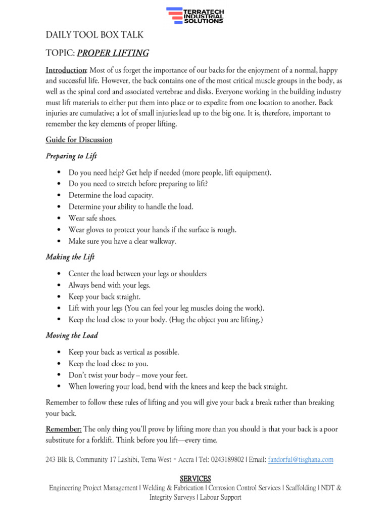 TBT_PROPER LIFTING | PDF