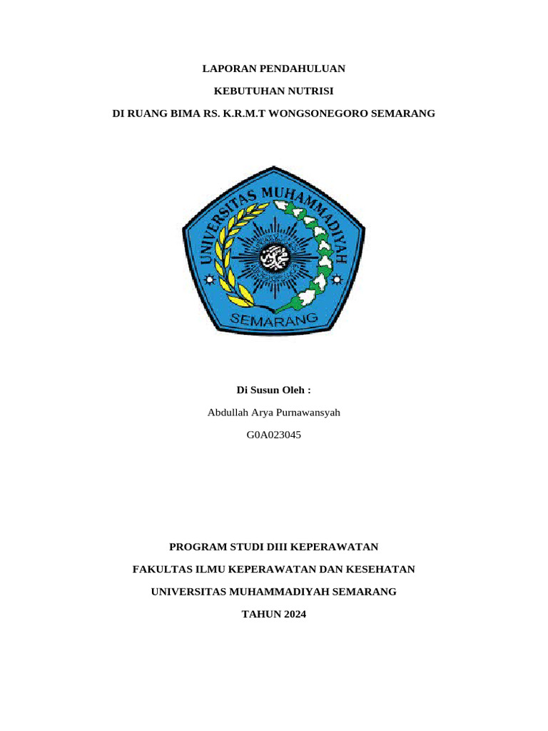 Kebutuhan Nutrisi di RS. K.R.M.T Wongsonegoro | PDF