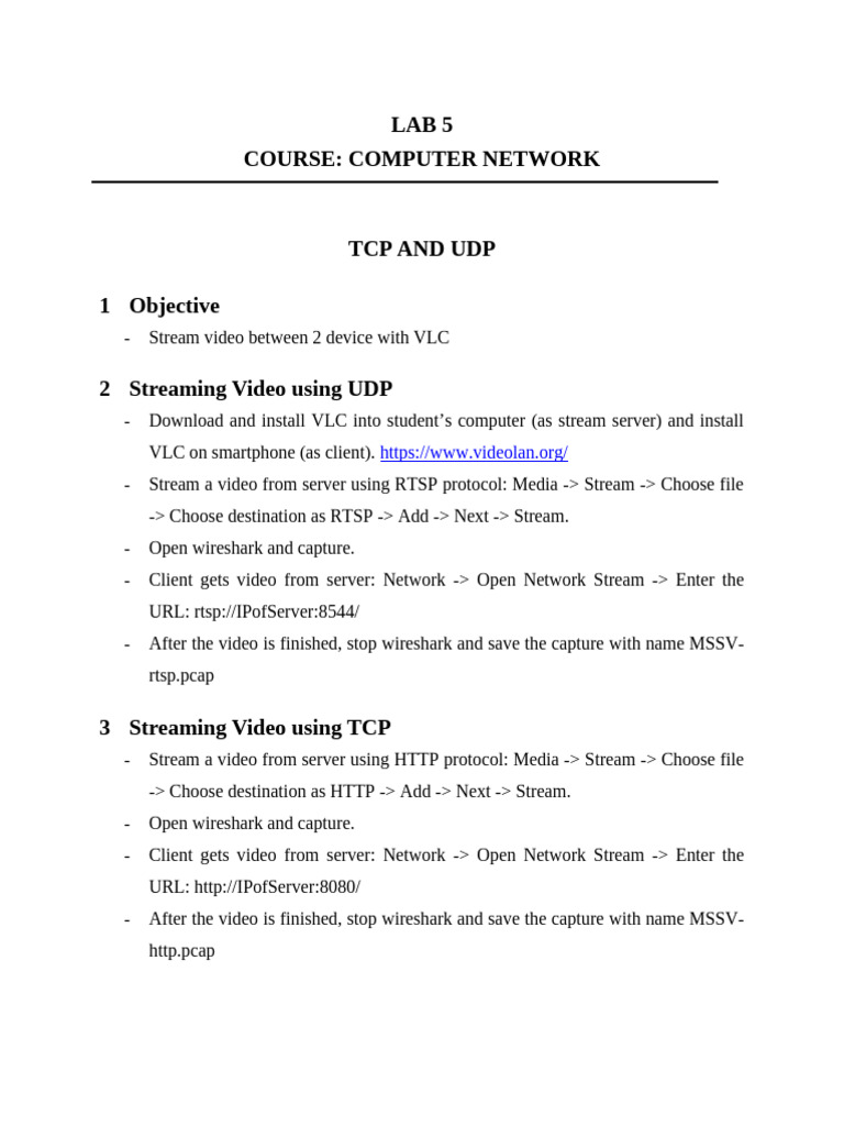 Lab 3a - Stream Video With VLC | PDF