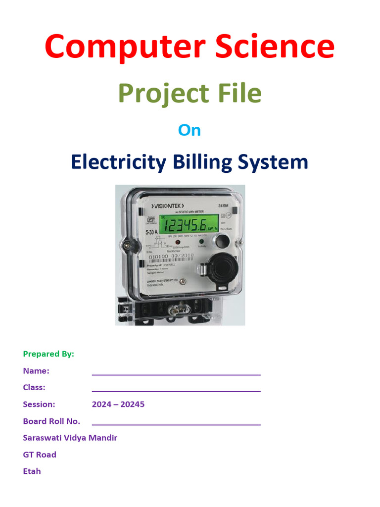 Project File On Electricity Billing System | PDF | Computer Engineering | Computer Architecture