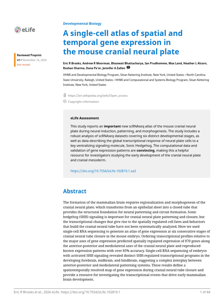 A Single-Cell Atlas of Spatial and Temporal Gene Expression in The ...