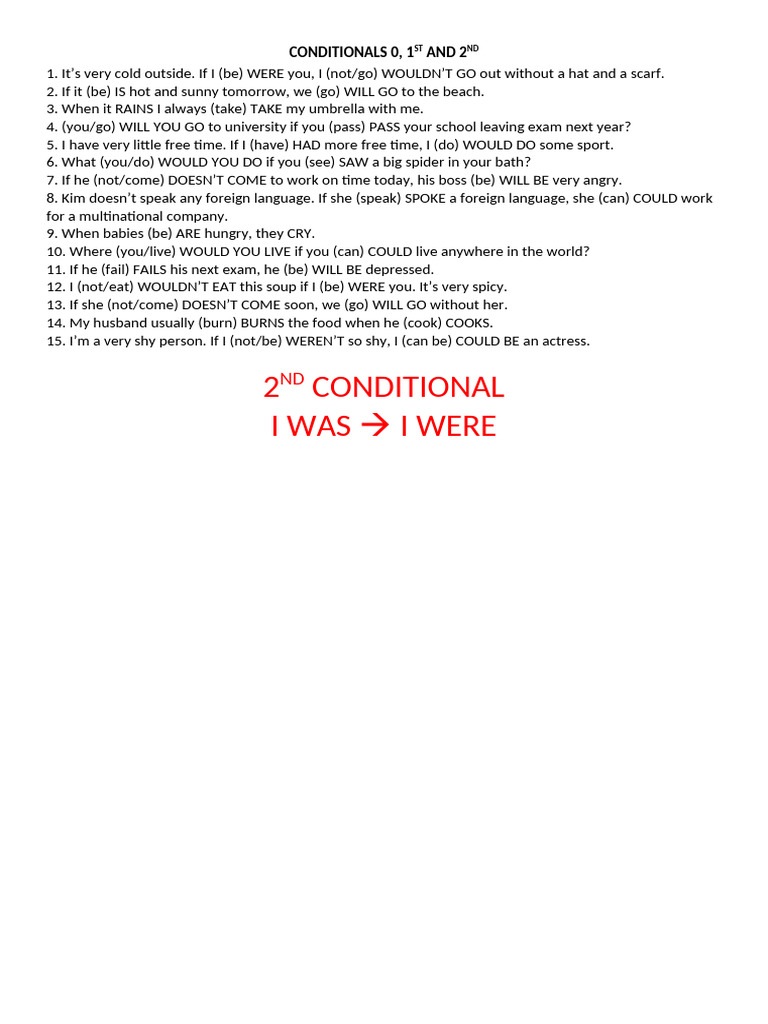conditionals 0 1 2 | PDF