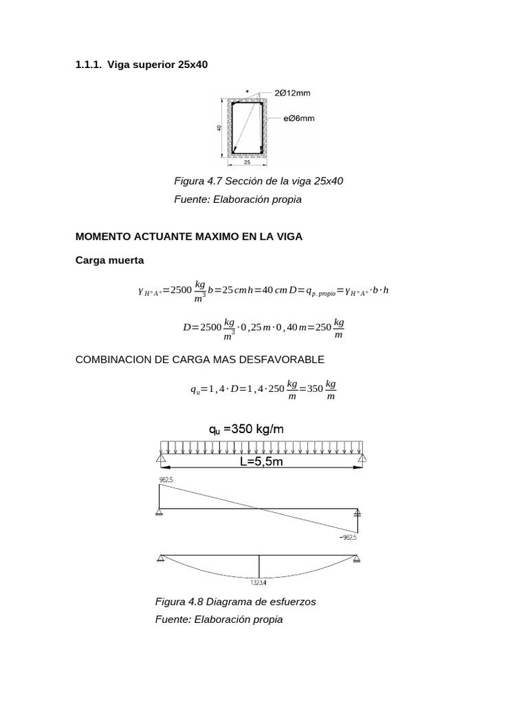 Viga Superior 25x40 | PDF | Ingeniería estructural | Mecánica de sólidos