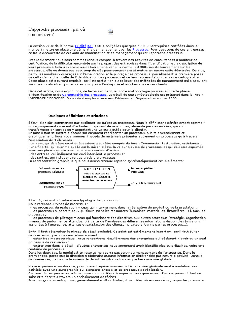 Identifier les processus ISO 9001 | PDF