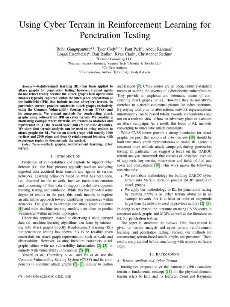 Using Cyber Terrain in Reinforcement Learning For | PDF