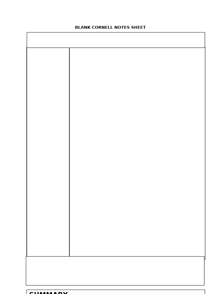 BLANK CORNELL NOTES SHEET | PDF | David Bowie | Recorded Music