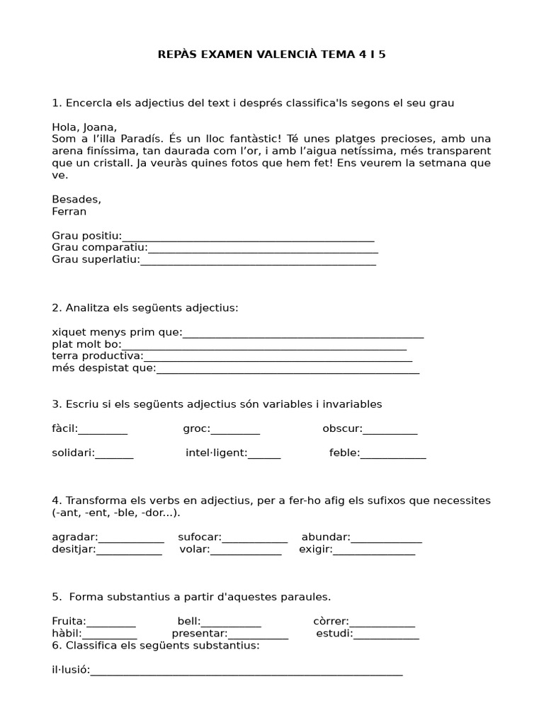 Repas Examen Valen | PDF