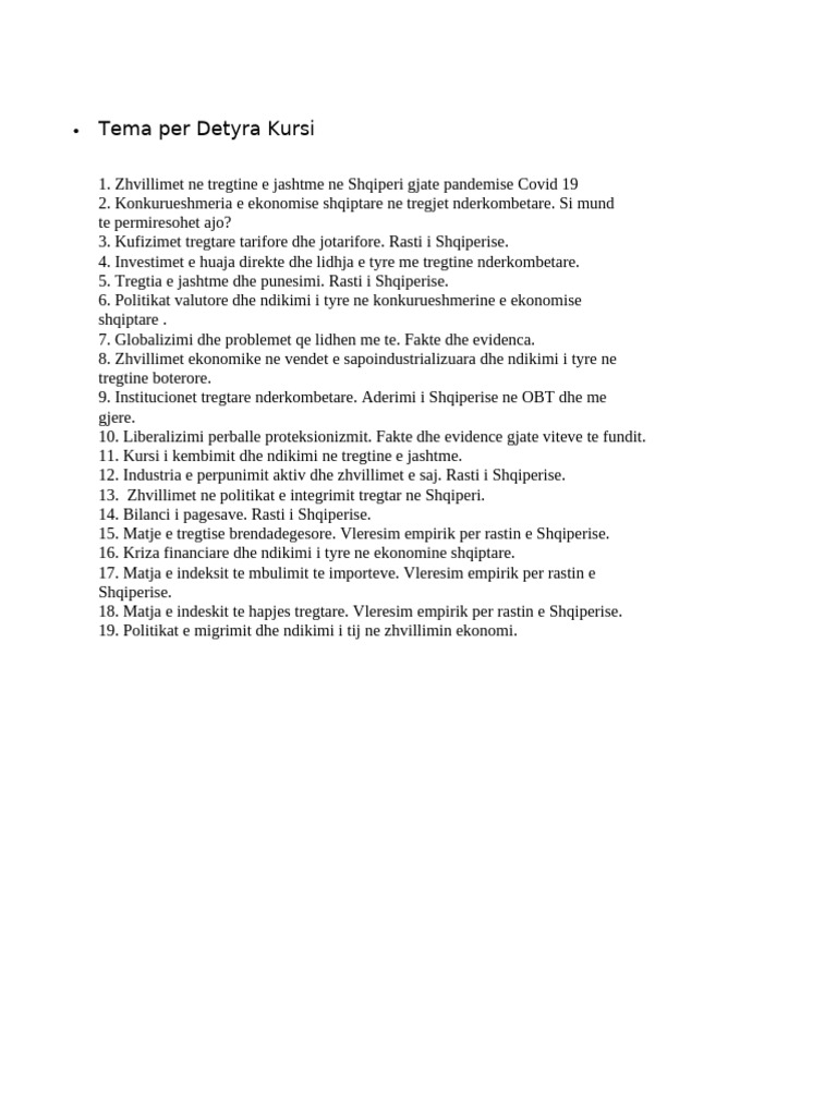 Tema Per Detyra Kursi Tretgti 2020 | PDF