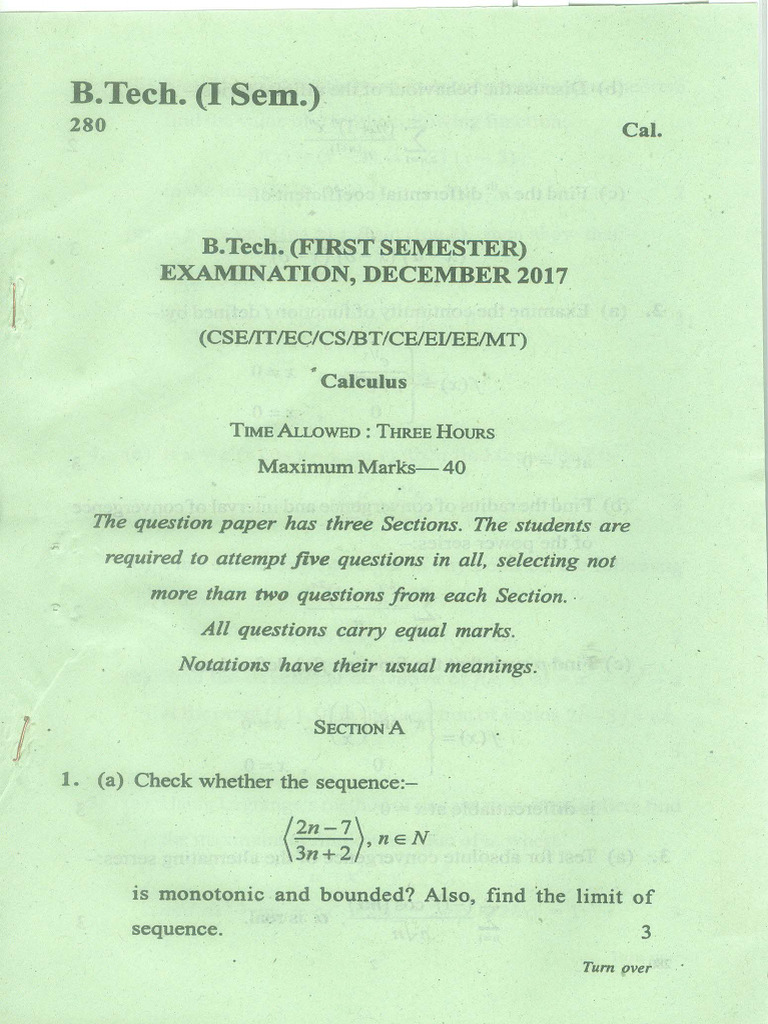 B.tech.i Sem.2017 | PDF