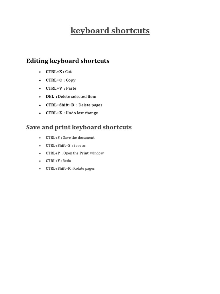 Keyboard Shortcuts | PDF