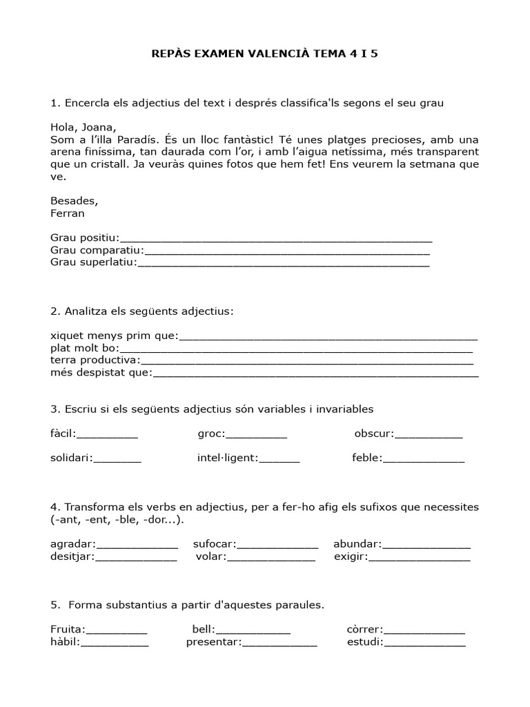 Repas Examen Valen Tema 4 I 5 | PDF