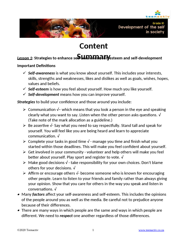 10 Lesson 1 -3 Content Summary (1) (1) | PDF | Gender | Gender Studies