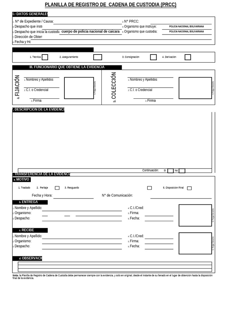 CADENA DE CUSTODIA ARMA | PDF