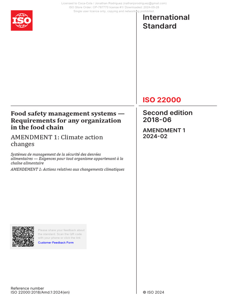 ISO 22000 2018 Amd 1 2024 (En) | PDF | International Organization For ...