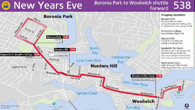 NYE24 Hunters Hill Route 538 Shuttle Bus | PDF