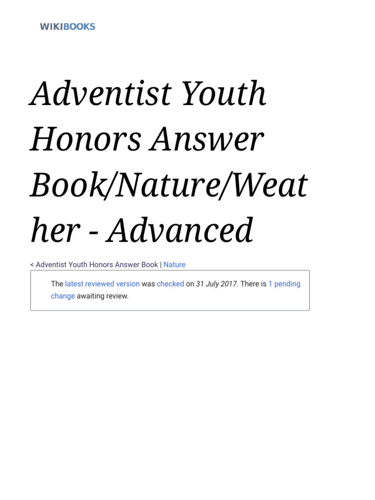 Adventist Youth Honors Answer Book_Nature_Weather - Advanced ...