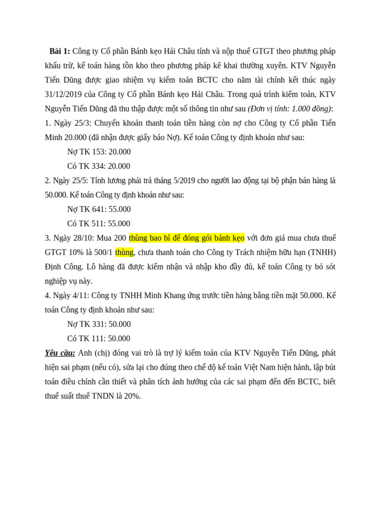 Phân tích ảnh hưởng đến BCTC (Kiểm toán TC) | PDF