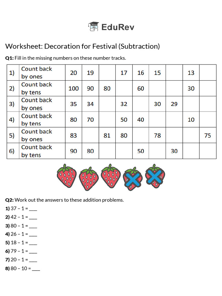 Subtraction Class 3 Worksheet Maths | PDF