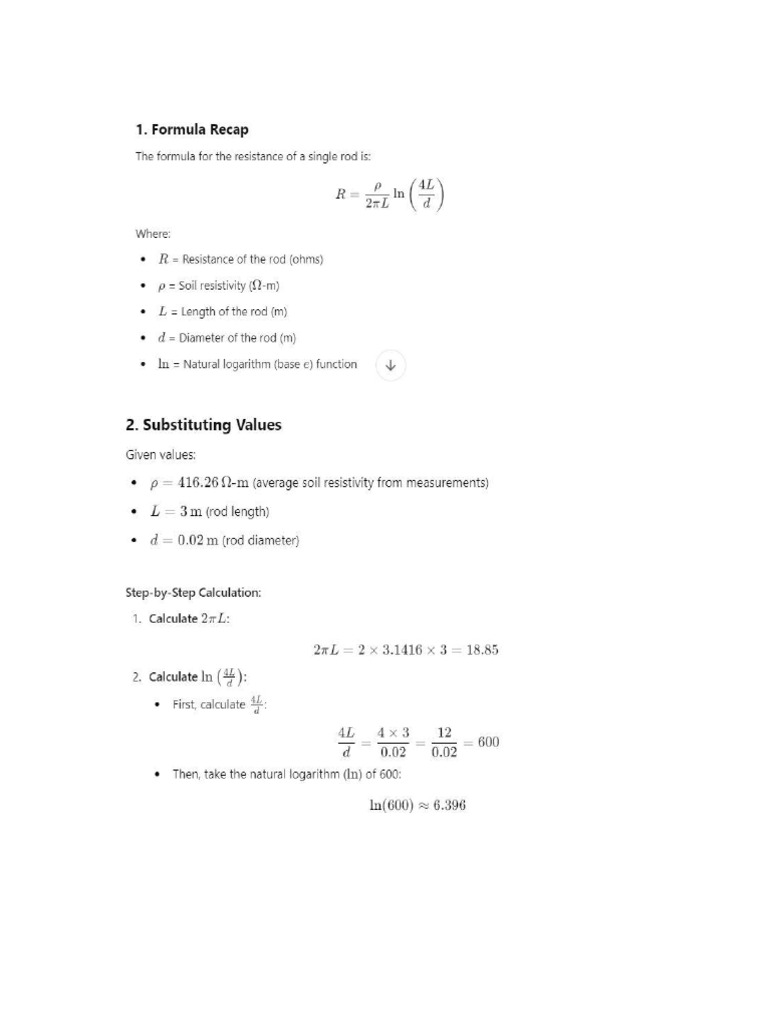 Earthing Calculation Natural Logarithm | PDF