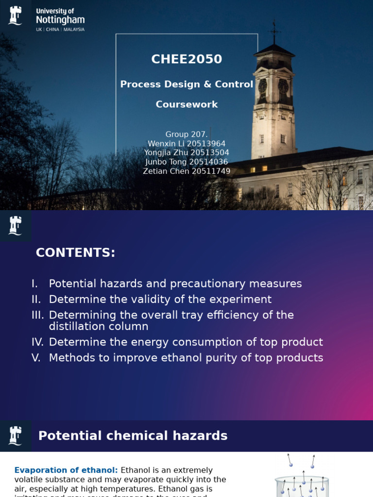 CHEE2050: Process Design & Control Coursework | PDF | Ethanol | Chemistry