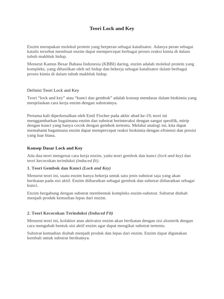 Teori Lock and Key | PDF