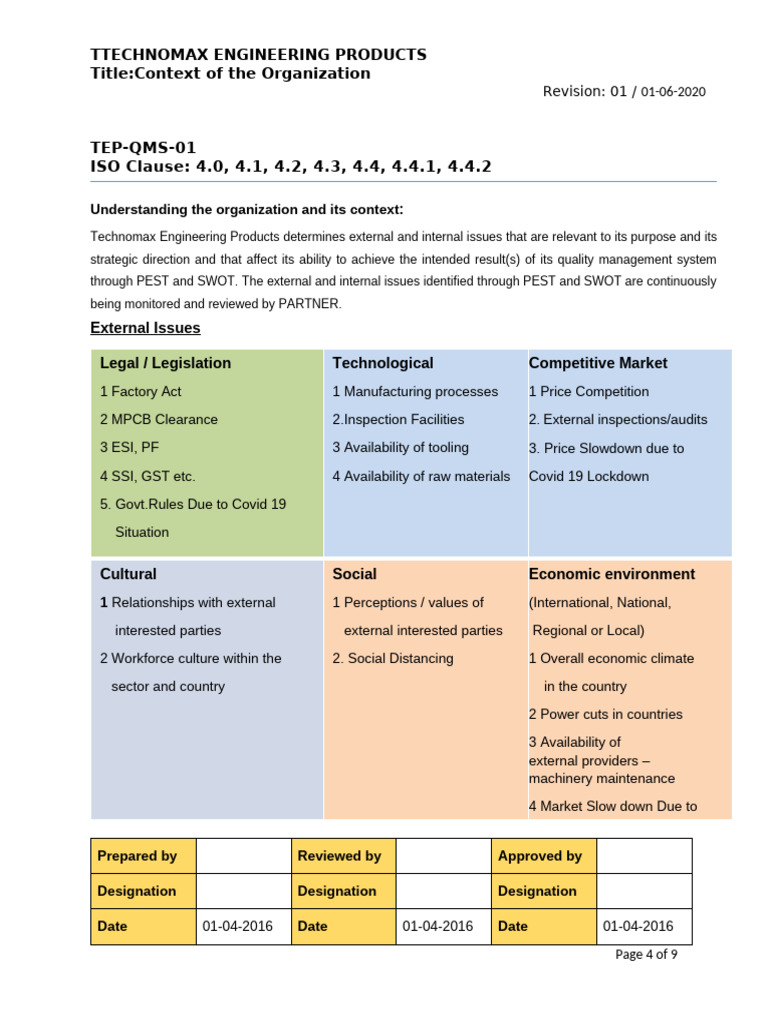 Technomax Engineering Context Analysis | PDF | Quality Management ...