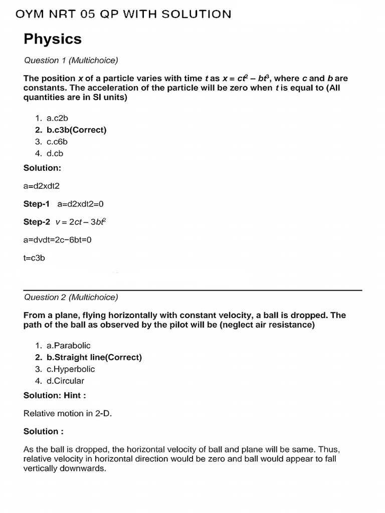 Oym NRT 05 QP With Solution | PDF