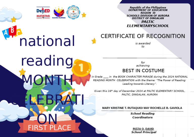 READING MONTH Certificates | PDF
