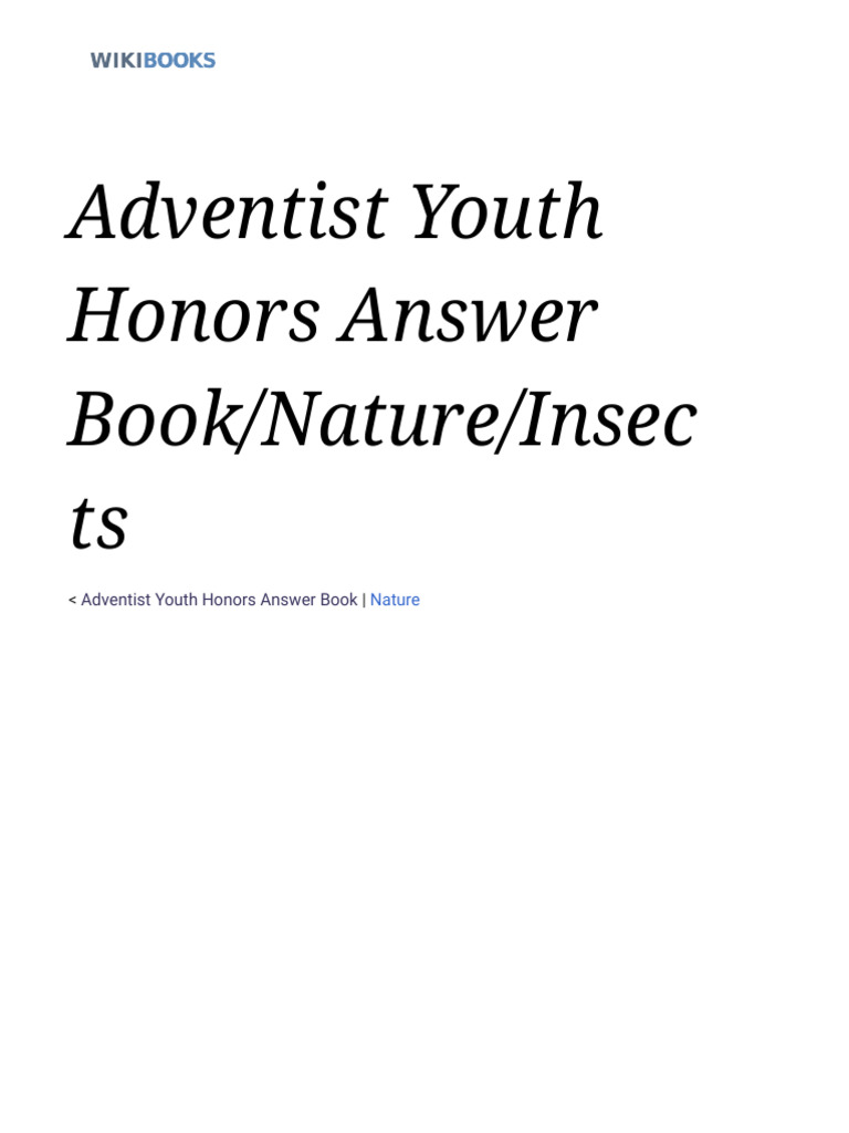 Adventist Youth Honors Answer Book - Nature - Insects - Wikibooks, Open ...