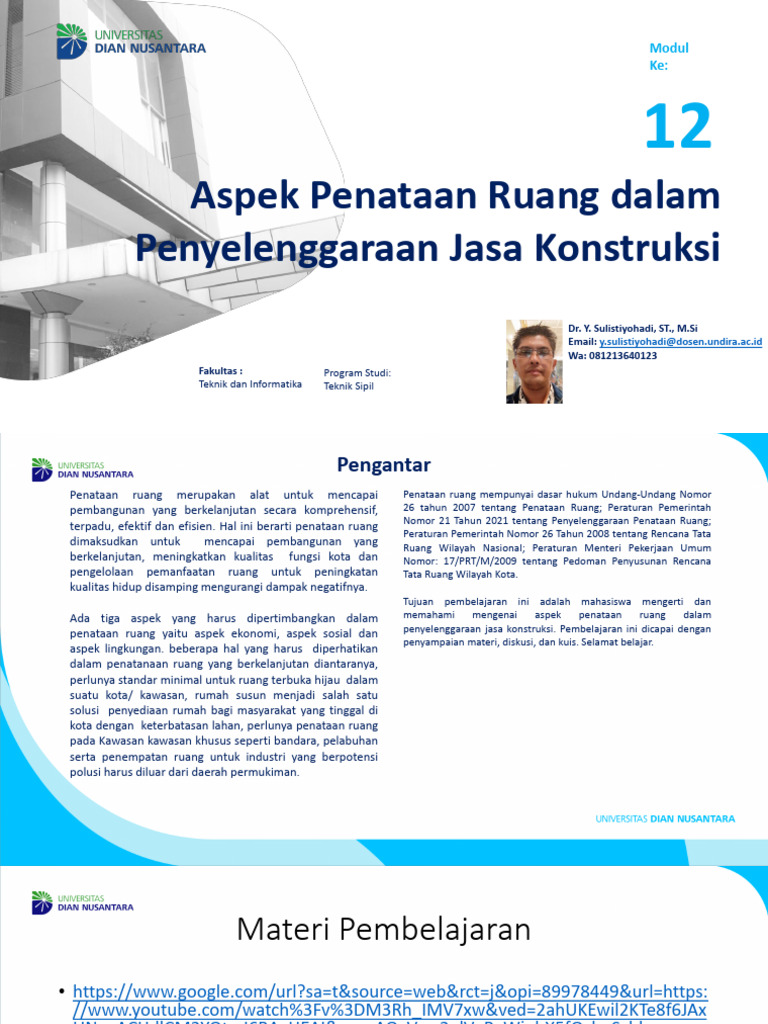 AMDAL-12 - Aspek Penataan Ruang Dalam Penyelenggaraan Jasa Konstruksi | PDF