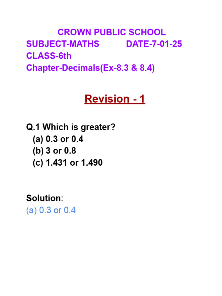 Class 6 Maths 7.01.2025 | PDF