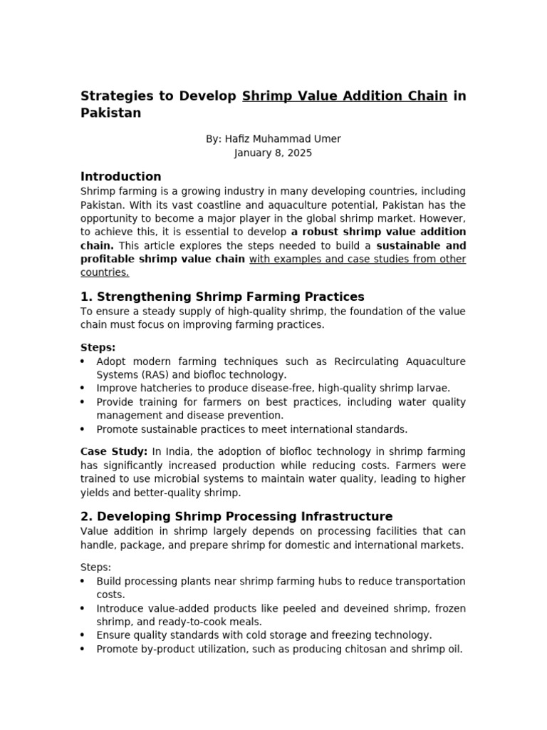 Shrimp Value Addition Chain | PDF | Agriculture | Aquaculture