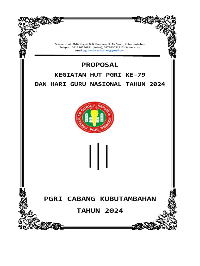 Proposal Kegiatan HUT PGRI Ke 79 | PDF