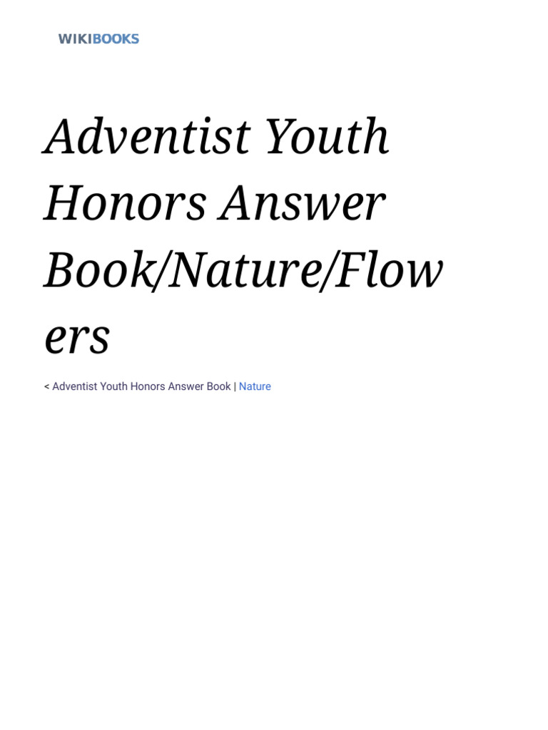 Adventist Youth Honors Answer Book - Nature - Flowers - Wikibooks, Open Books For An Open World ...