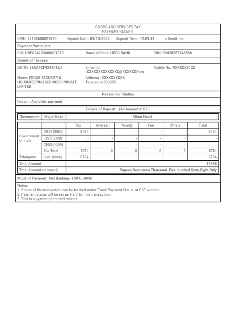 GST-Challan Receipt For Dec | PDF