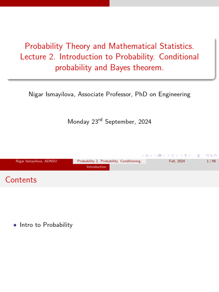 Probability 2 2024 Fall | PDF | Probability | Probability Theory